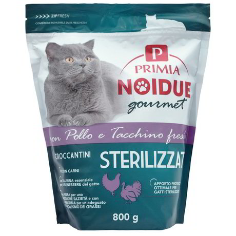 CROCCANTINI PER GATTI STERILIZZATI CON POLLO E TACCHINO NOIDUE GOURMET PRIMIA - DupliClick