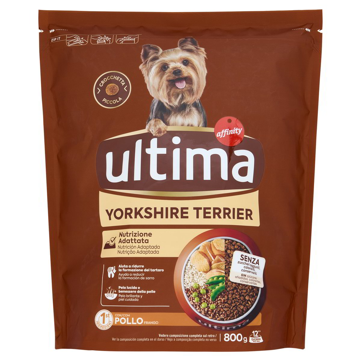 ALIMENTO COMPLETO PER CANI YORKSHIRE TERRIER CON POLLO ULTIMA - DupliClick